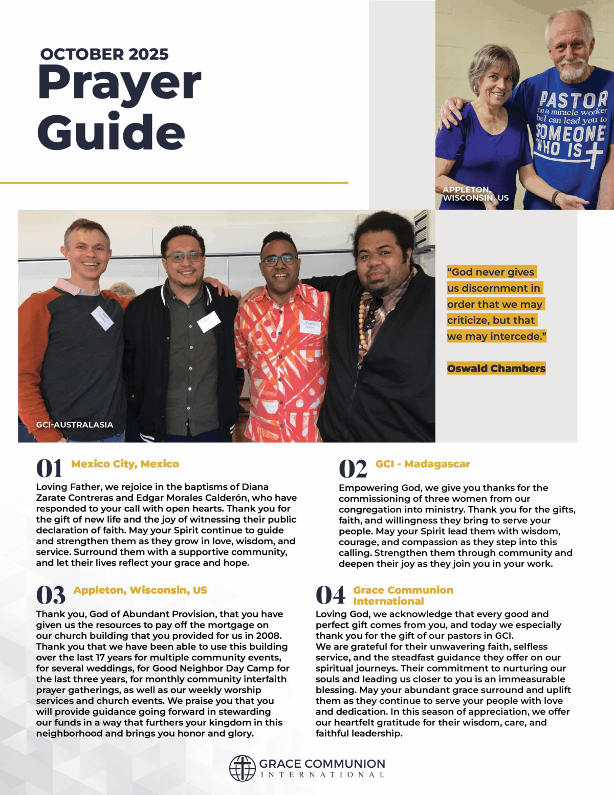 Prayer Guide—October 2025 – GCI Update